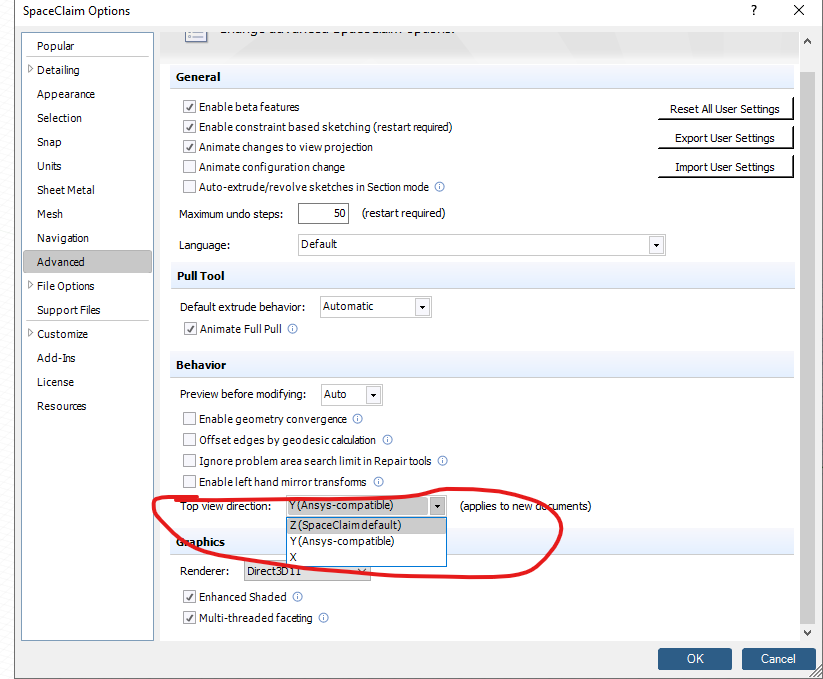 [ SpaceClaim ] Axes Option